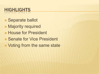 The twelfth amendment to the united states constitution | PPTX