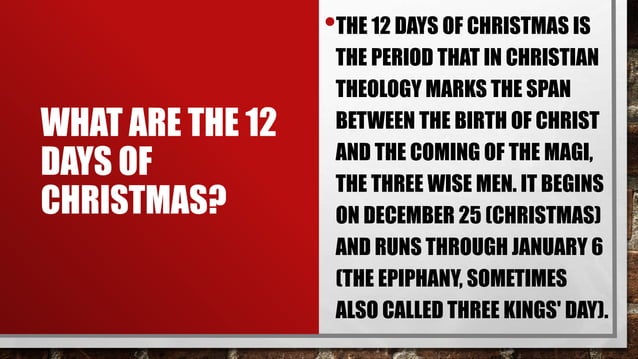 The twelve days of christmas and epiphany | PPT