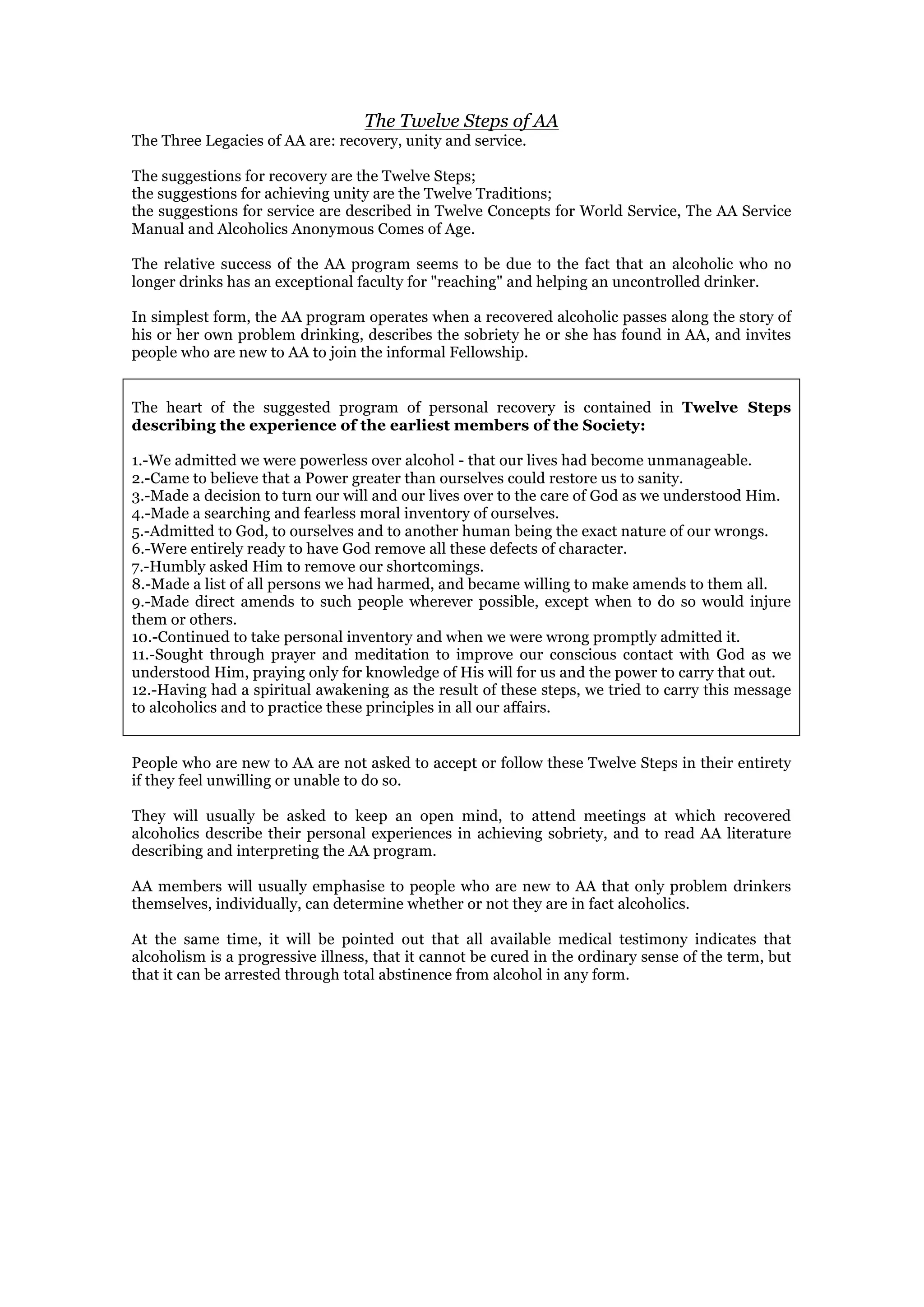 The twelve steps of aa | PDF