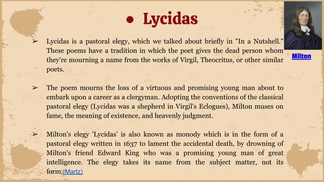 In Memory of w.b. yeats and The Tradition of Elegy | PPT