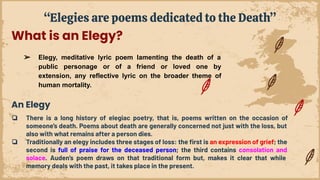 In Memory of w.b. yeats and The Tradition of Elegy | PDF