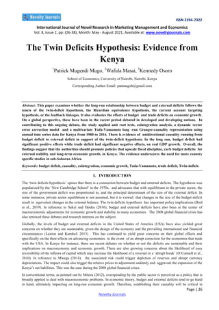 The Twin Deficits Hypothesis: Evidence from Kenya | PDF | Business ...