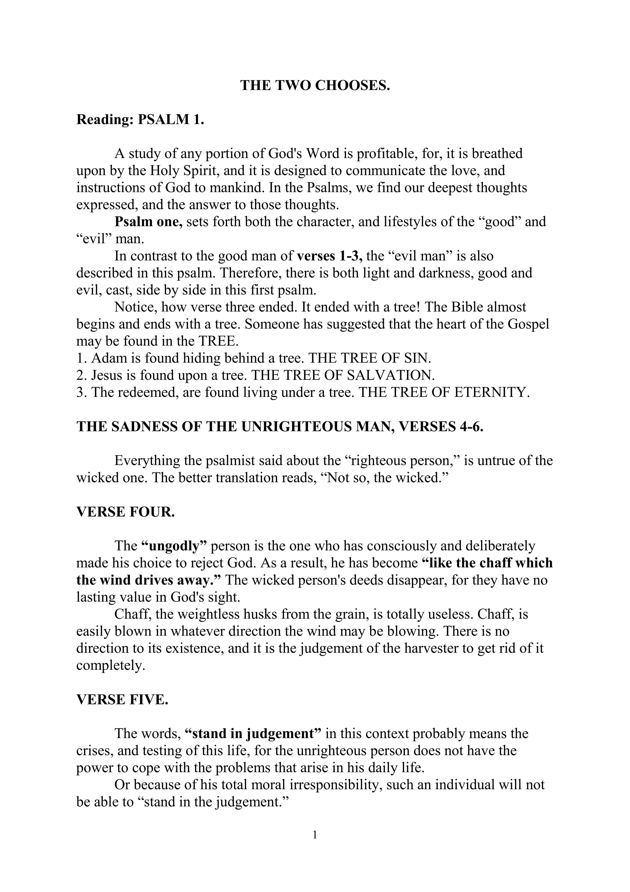 The Two Chooses Psalm 1:4-6. | DOCX