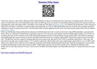 The Two Types Of Monetary Policies | PPT