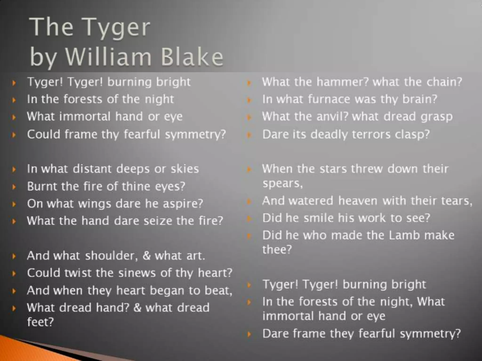 The Tyger, by William Blake | PPTX