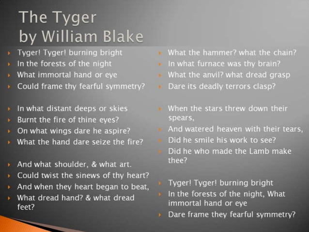 The Tyger, by William Blake | PPTX | Christianity | Religion & Spirituality