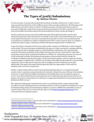 The Types of 510(k) Submissions | DOCX | Endocrine and Metabolic ...