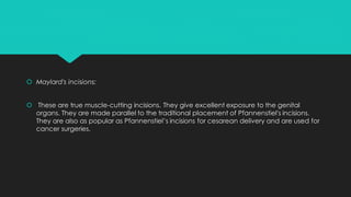 Tipo de incisiones abdominales. Cirugía. | PDF