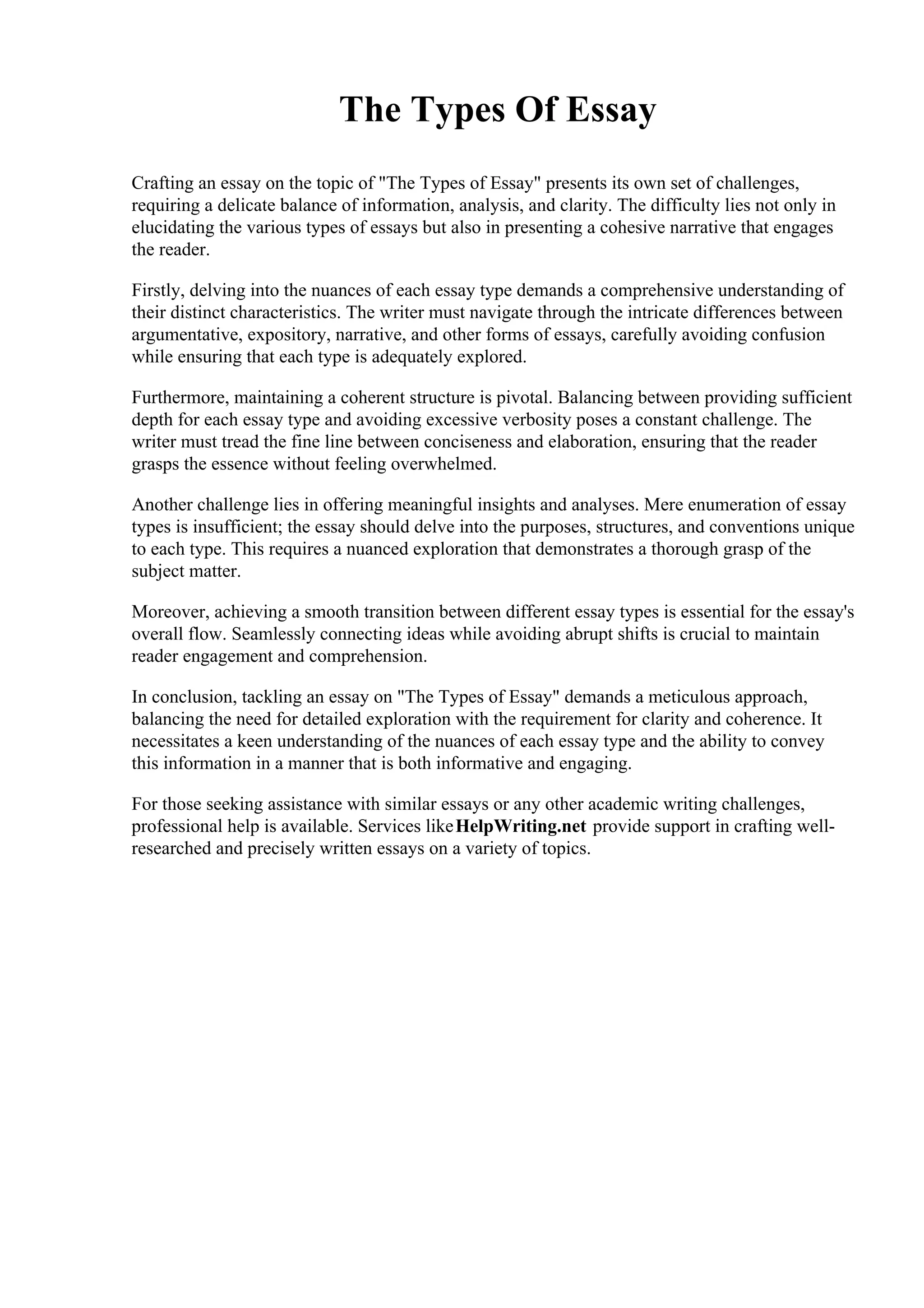 The Types Of Essay | PDF