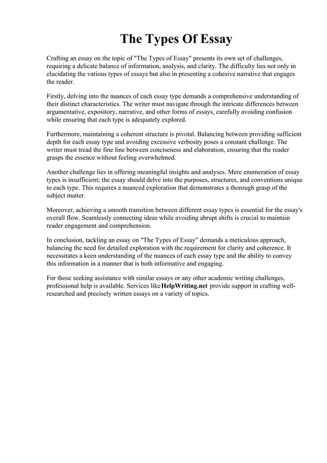 The Types Of Essay. Different Types Of Essays And How To Write Them ...