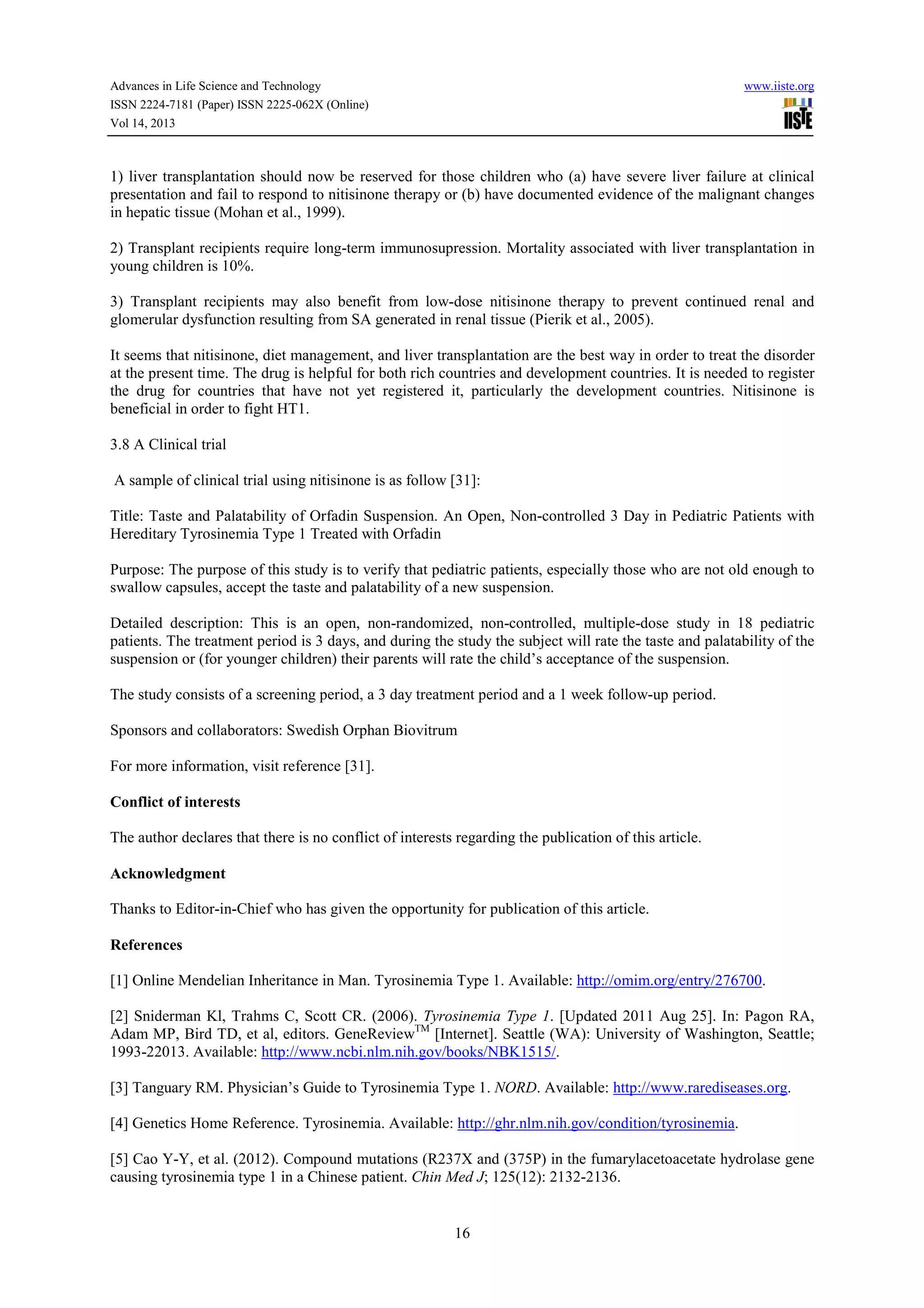 The tyrosinemia type i | PDF