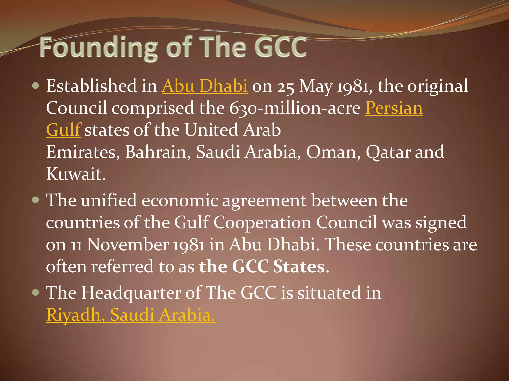 The UAE and The Gulf Co-operation Council | PPTX