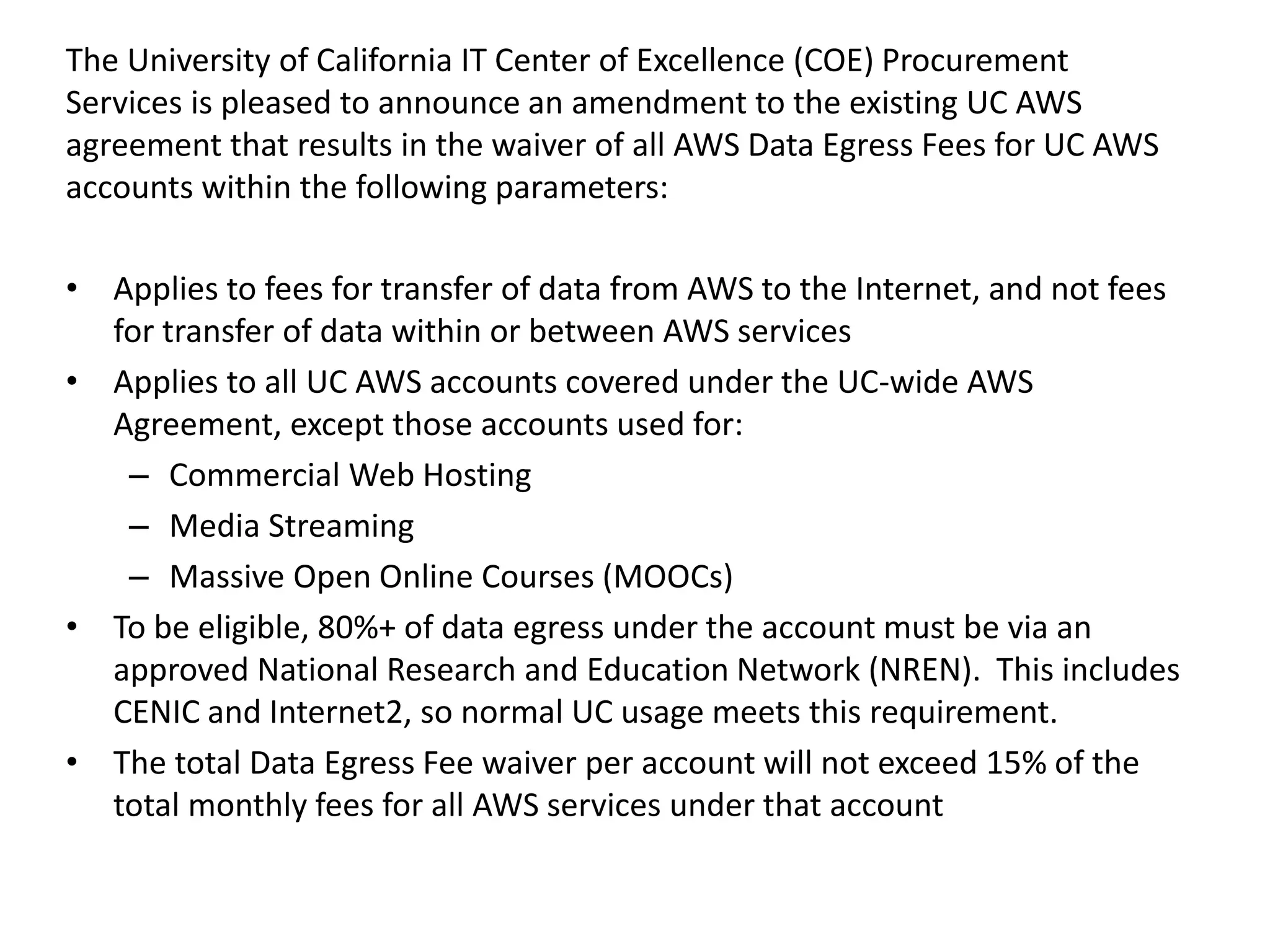 The UC AWS Data Egress Waiver Explained | PPTX