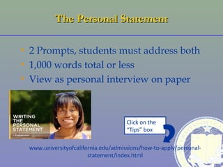 UC Transfer Application & Personal Statement | PPT