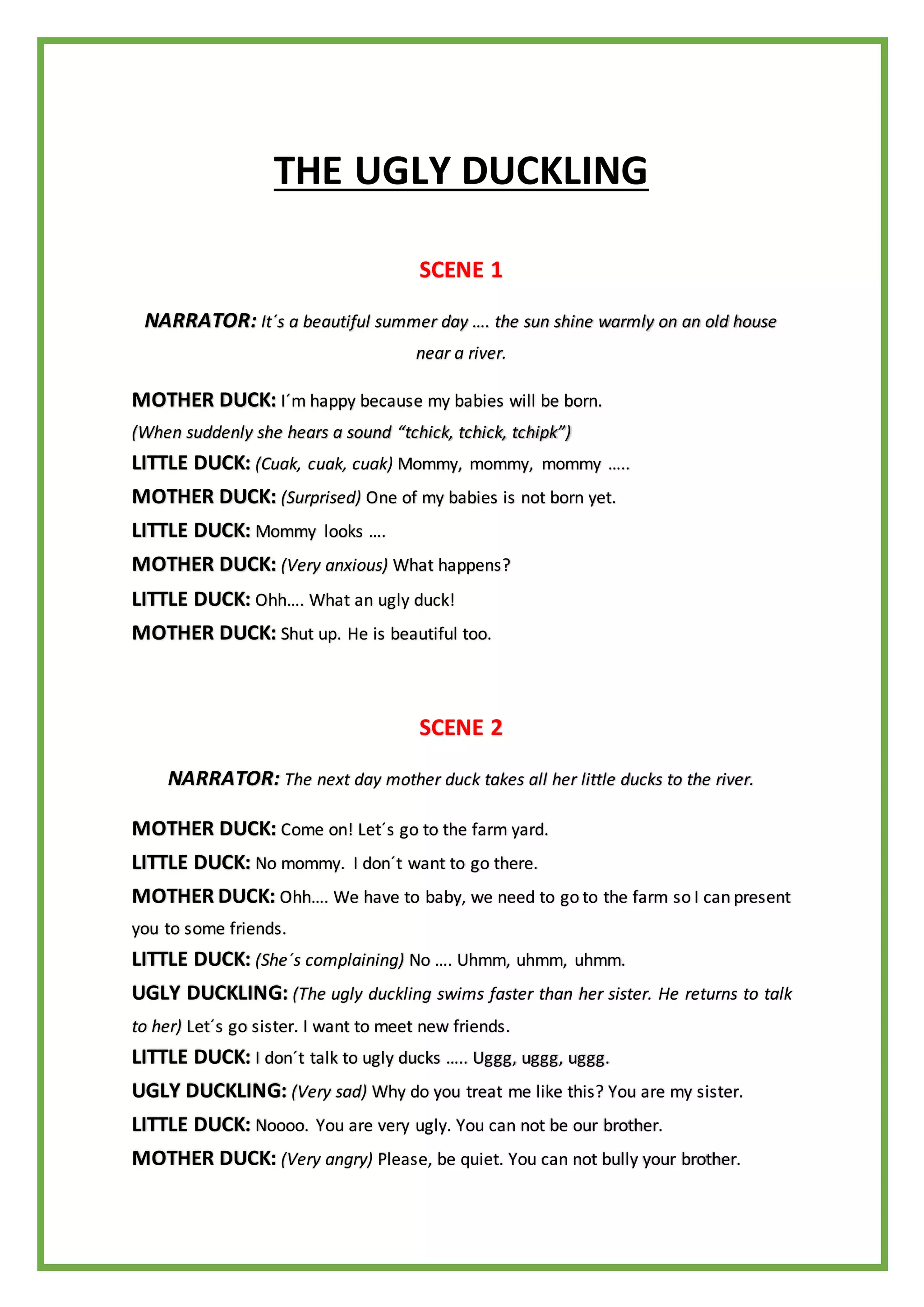 The ugly duckling script | DOCX