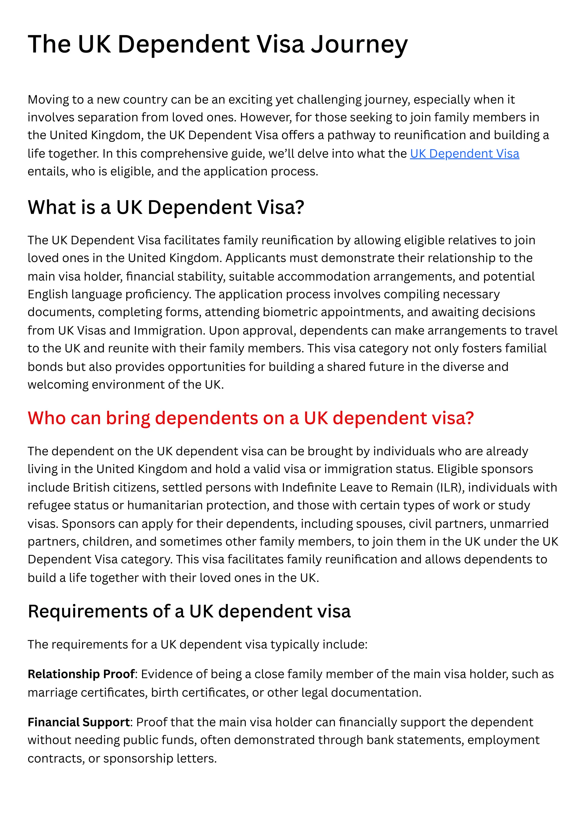 Who can bring dependents on a UK dependent visa? | PDF