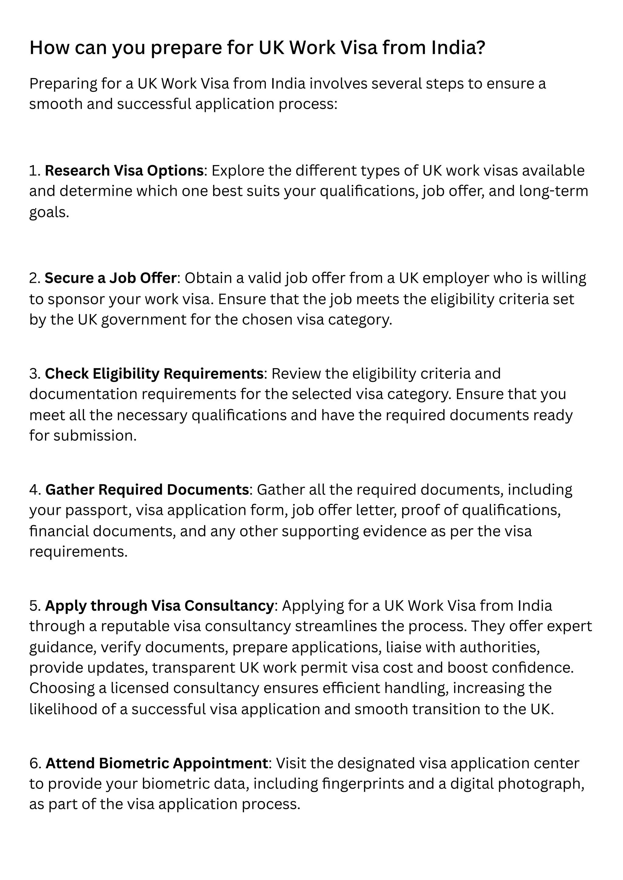 The UK offers several types of work visas, each catering to different ...