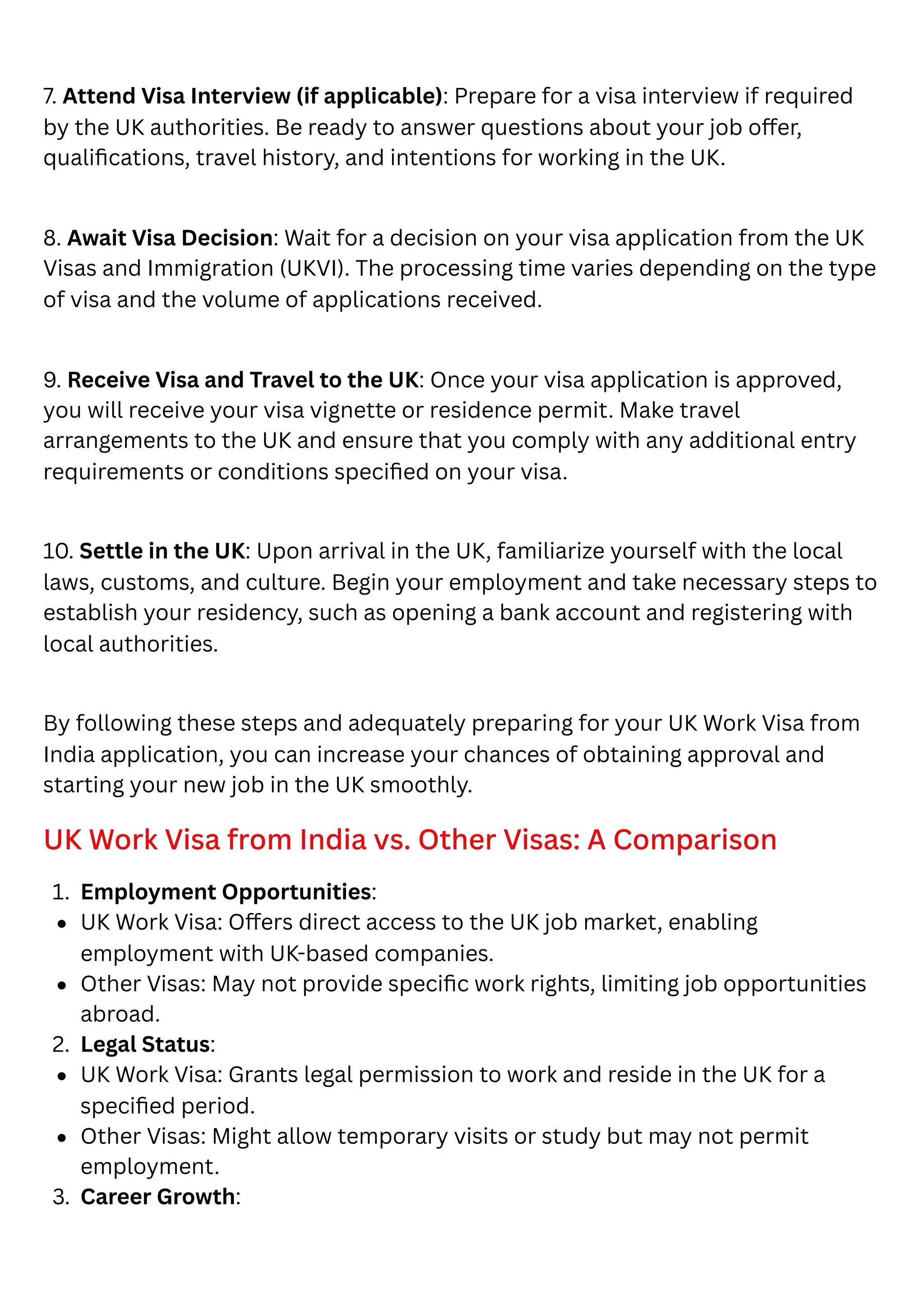 The UK offers several types of work visas, each catering to different ...