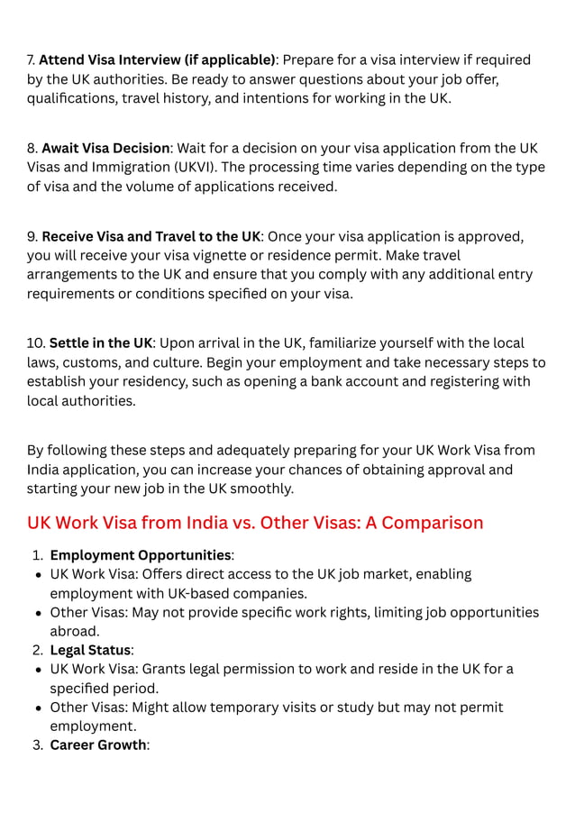 The UK offers several types of work visas, each catering to different ...