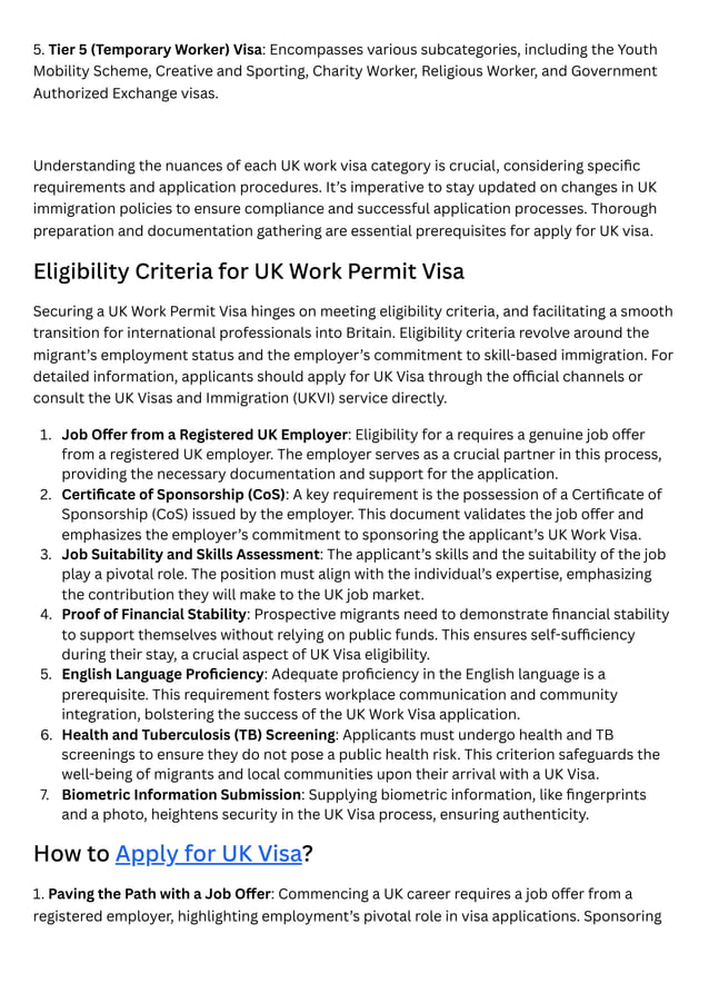 The UK Work Permit Visa Journey: How to apply for UK Work Permit Visa | PDF