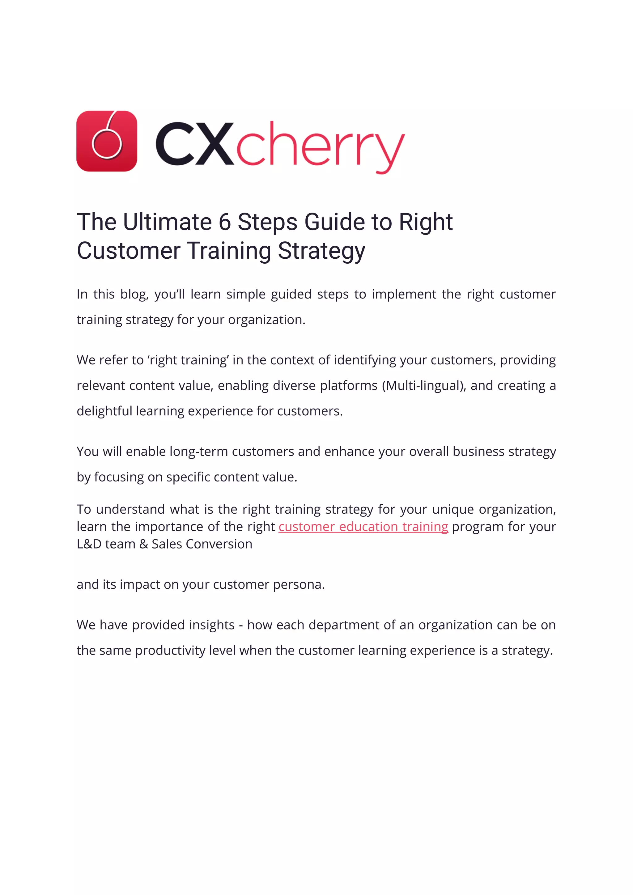 The Ultimate 6 Steps Guide to Right Customer Training Strategy.pdf ...