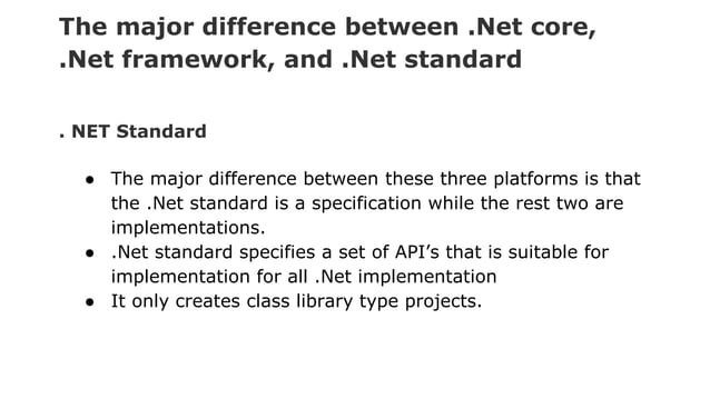 The ultimate cheat sheet on .net core, .net framework, and .net standard | PPT