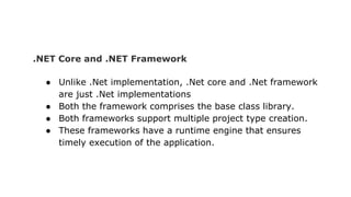 The ultimate cheat sheet on .net core, .net framework, and .net standard | PPT
