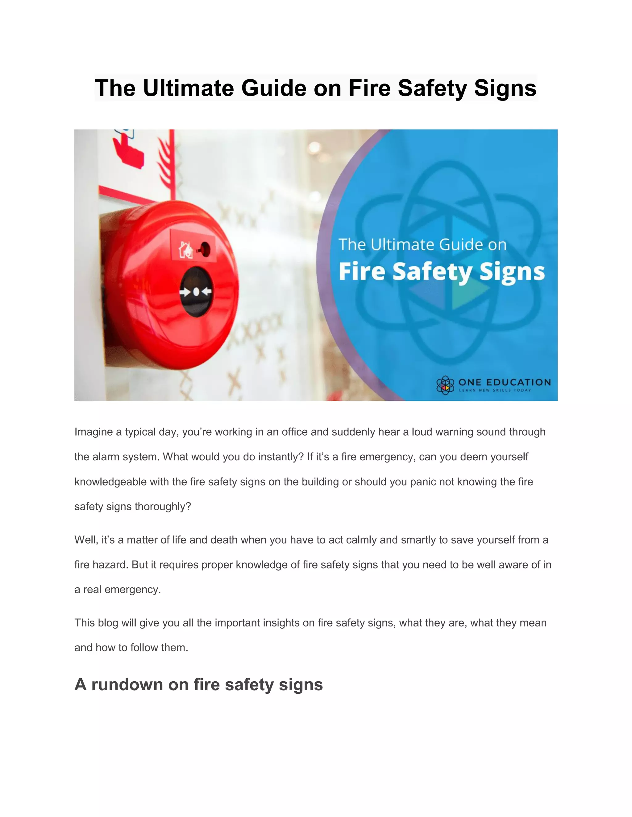 The ultimate guide on fire safety signs | PDF