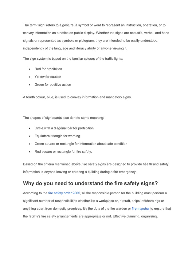 The ultimate guide on fire safety signs | PDF