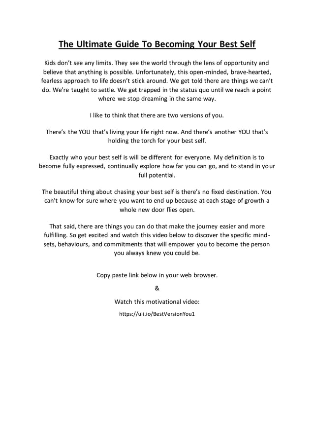 The Ultimate Guide To Becoming Your Best Self | DOCX