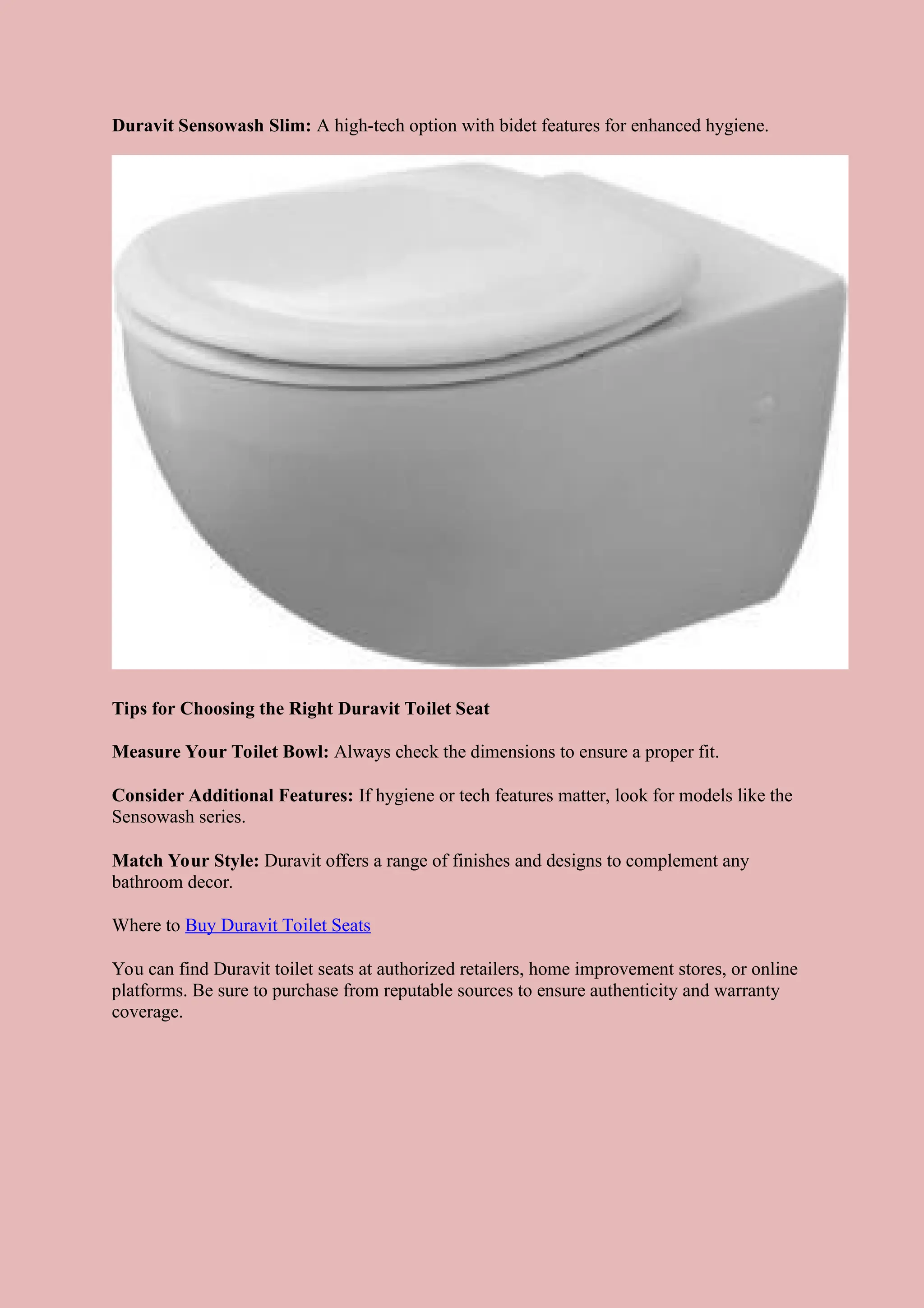 The Ultimate Guide to Choosing the Perfect Duravit Toilet Seat | PDF