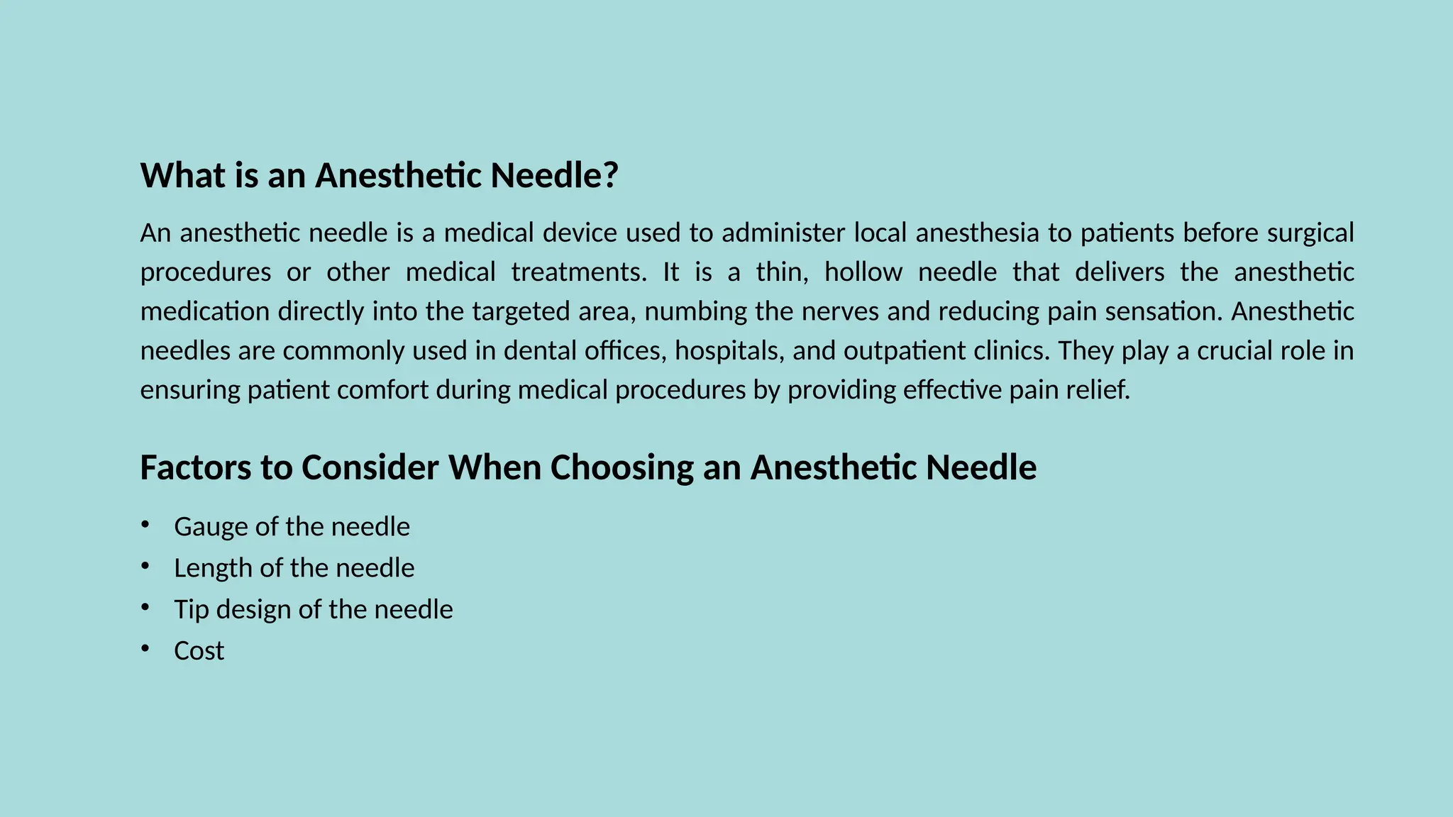 The Complete Guide to Selecting the Best Anaesthetic Needle | PPT