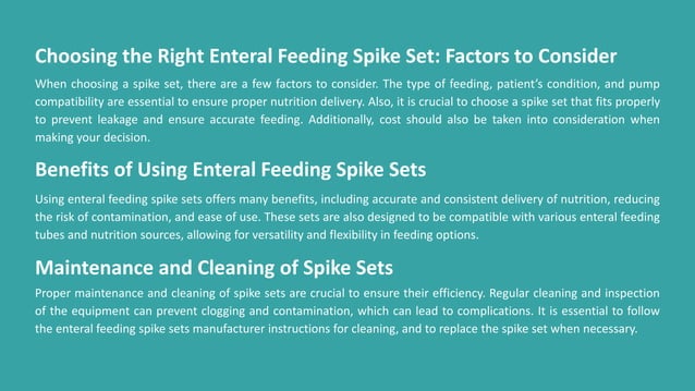 Enteral Feeding Spike Sets: Complete Guide | PPT