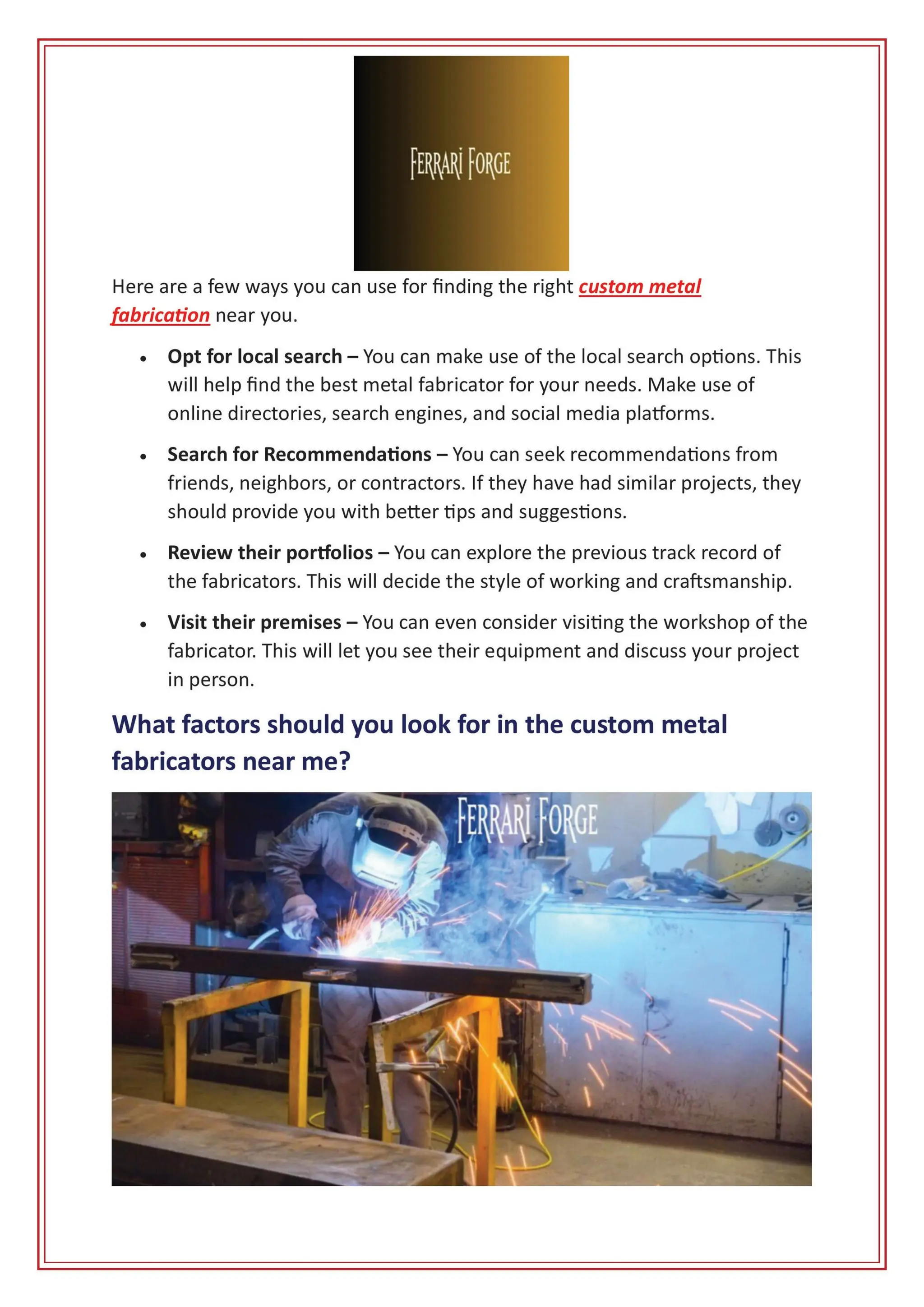 The Ultimate Guide to Finding Custom Metal Fabricators Near You | PDF
