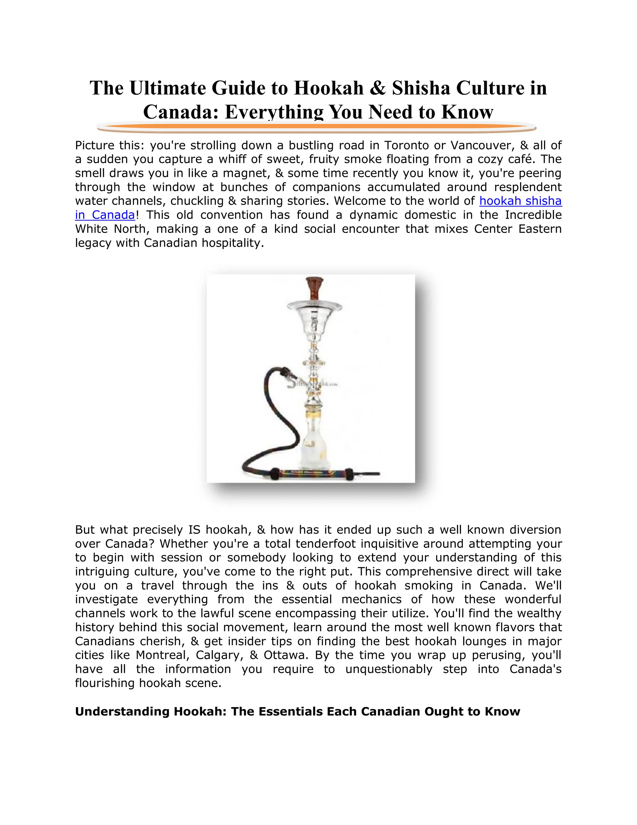 The Ultimate Guide to Hookah & Shisha Culture in Canada Everything You ...