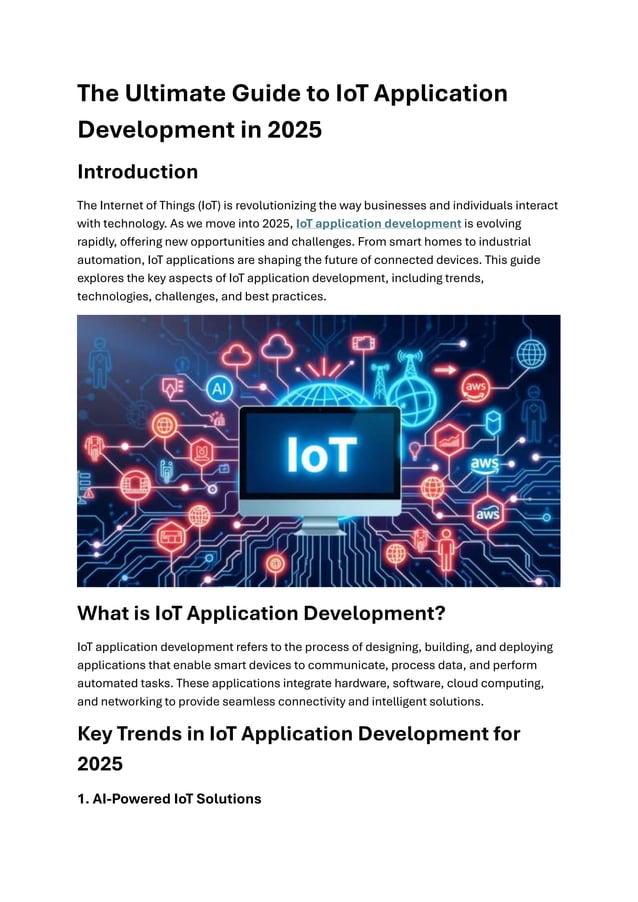 The Ultimate Guide to IoT Application Development in 2025 | PDF