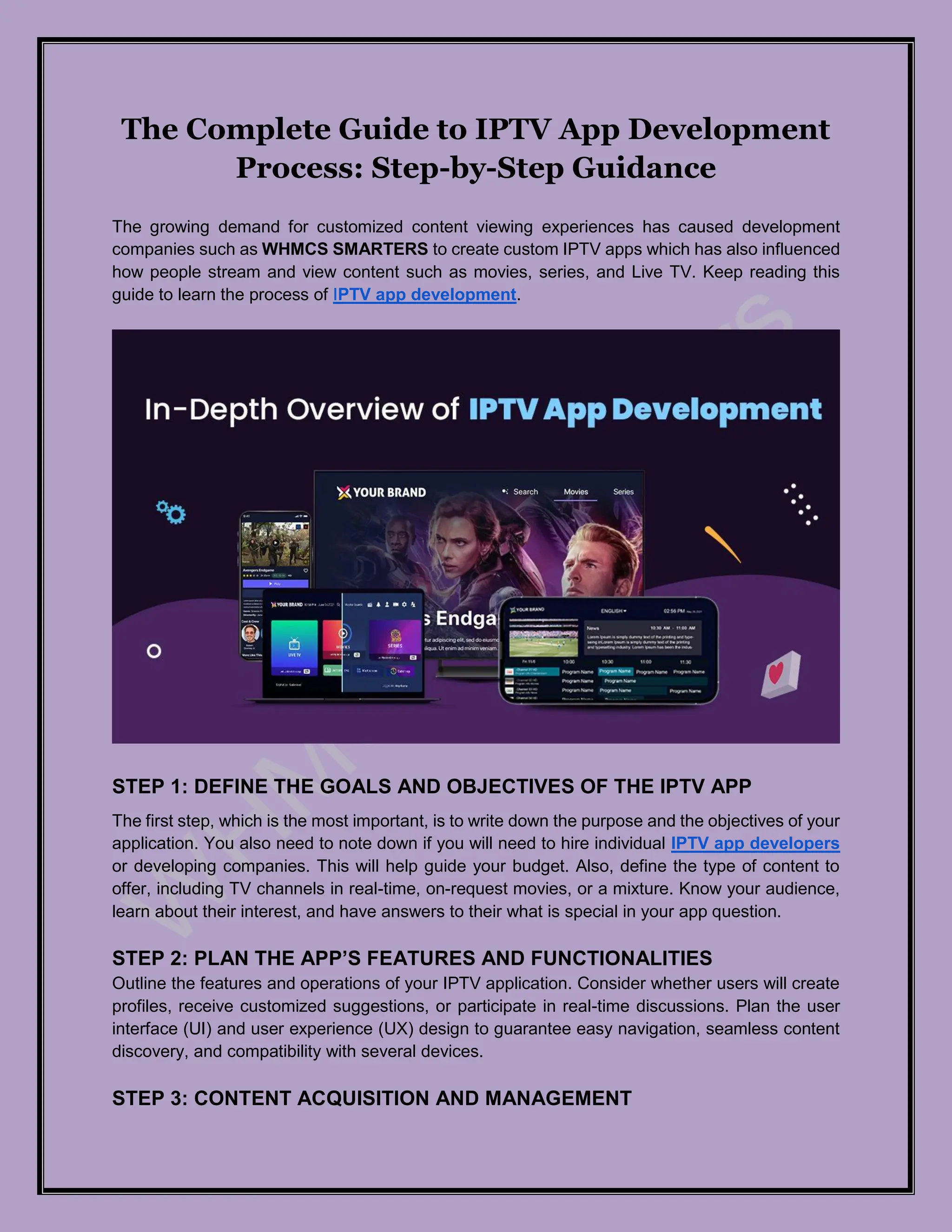 The Ultimate Guide to IPTV App Development Process_ Step-By-Step Instructions | PDF