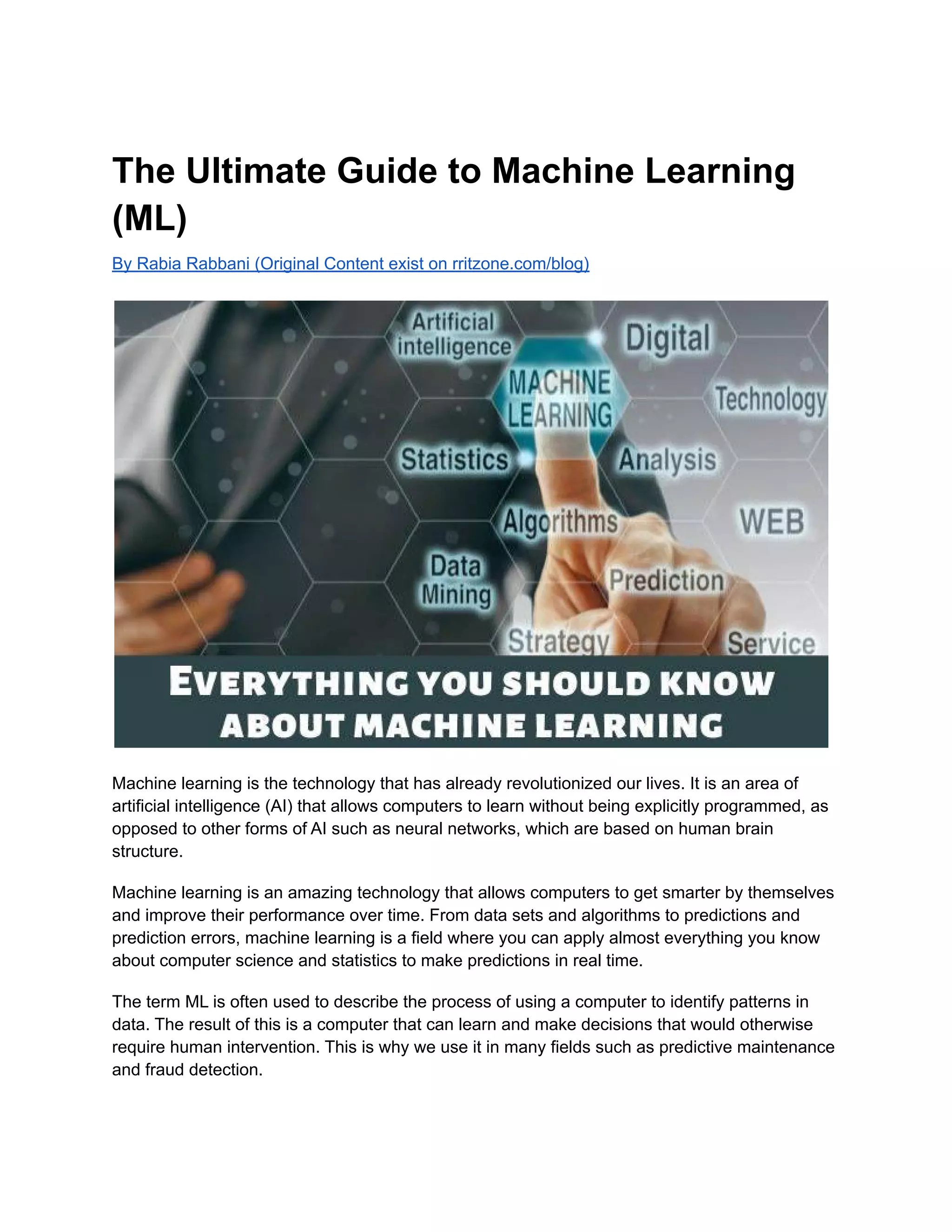 The Ultimate Guide to Machine Learning (ML) | PDF