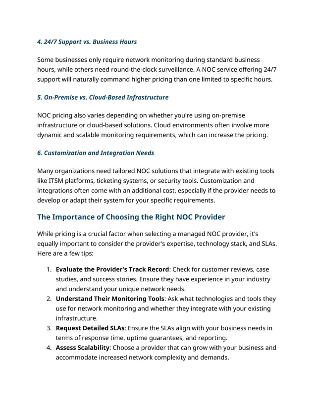 The Ultimate Guide to Managed NOC Pricing and Service Levels in AI-NOC (1).docx | Free Download