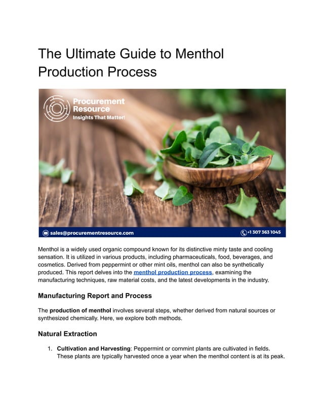 The Ultimate Guide to Menthol Production Process.pdf | Agriculture ...