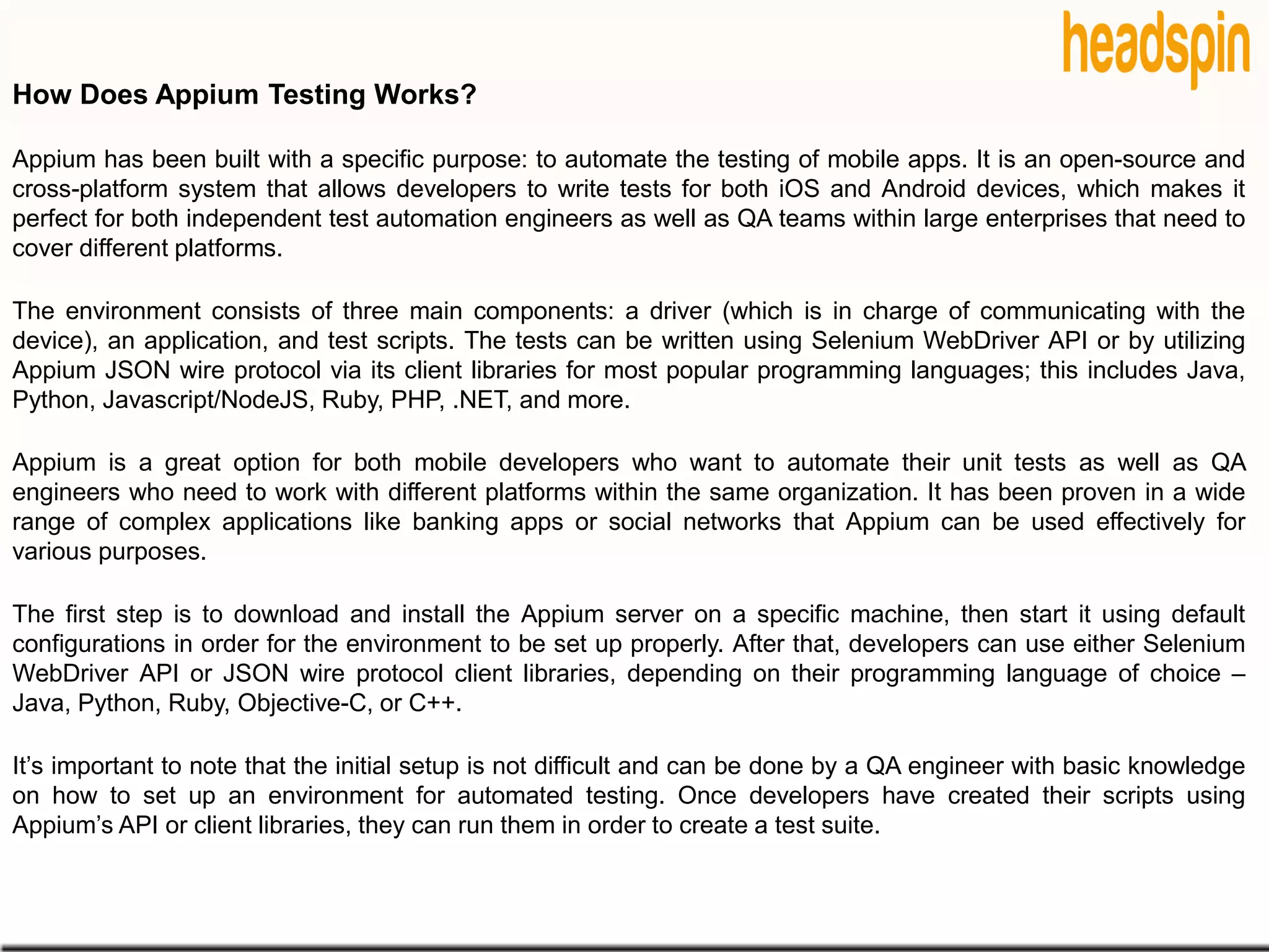 The ultimate guide to mobile app testing with appium | PPT