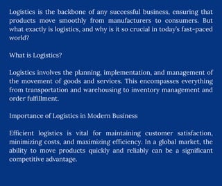 The Ultimate Guide to Modern Logistics Key Components, Challenges, and ...