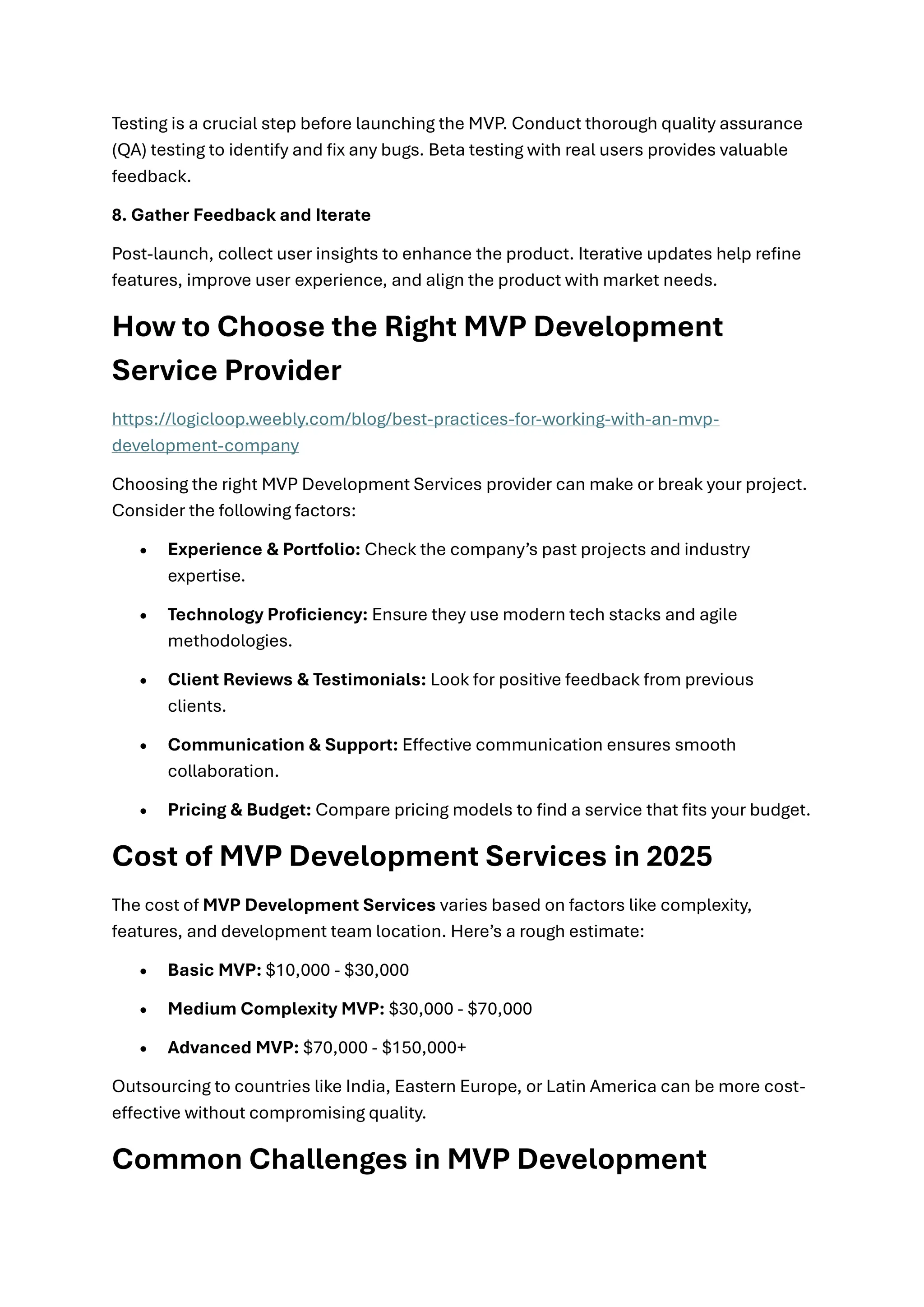The Ultimate Guide to MVP Development Services in 2025 | PDF