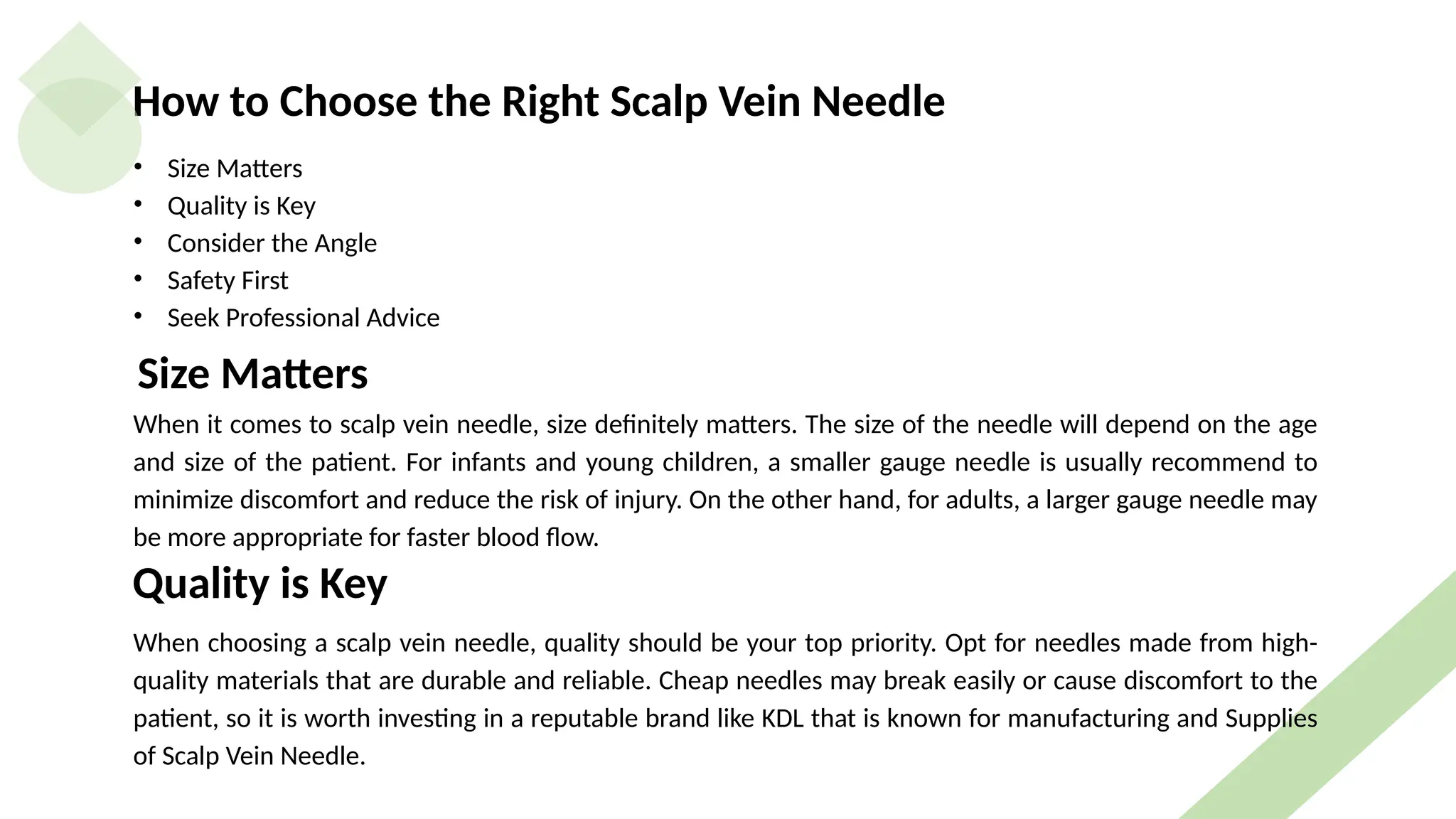 A Detailed Overview of Scalp Vein Needles | PPT