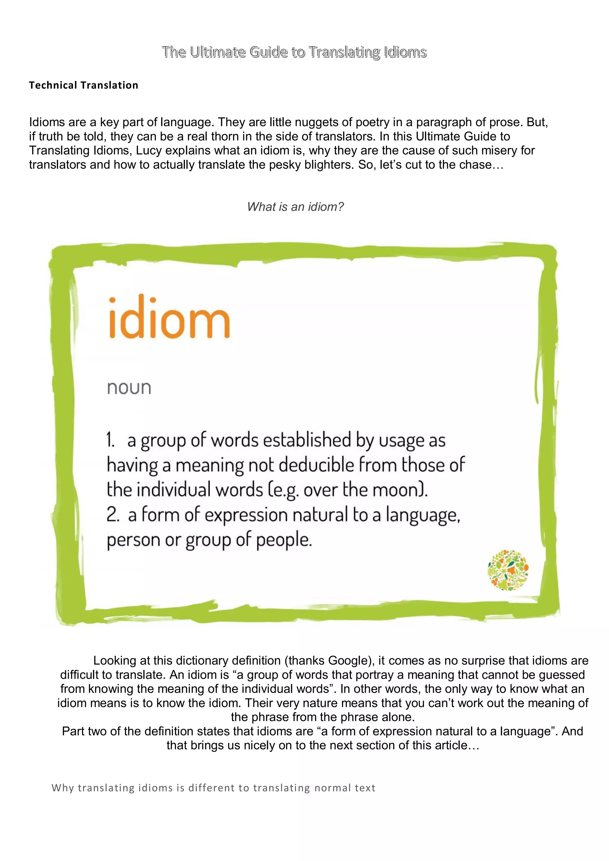 The ultimate guide to translating idioms | PDF