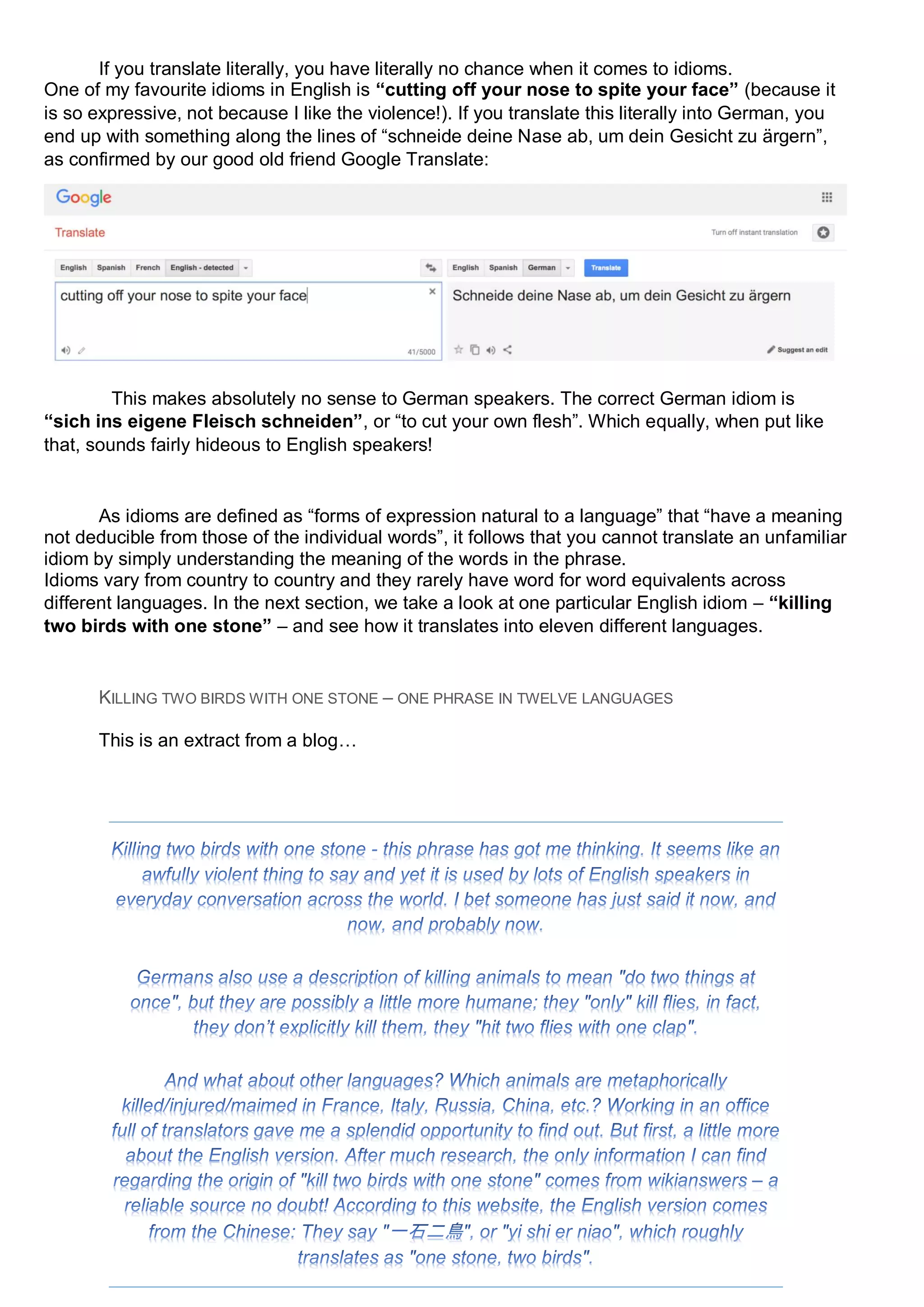 The ultimate guide to translating idioms | PDF