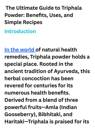 # The Ultimate Guide to Triphala Powder Benefits, Uses, and Simple ...