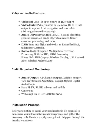The Ultimate Guide to Upgrading Your VE Series 2 Head Unit | DOCX