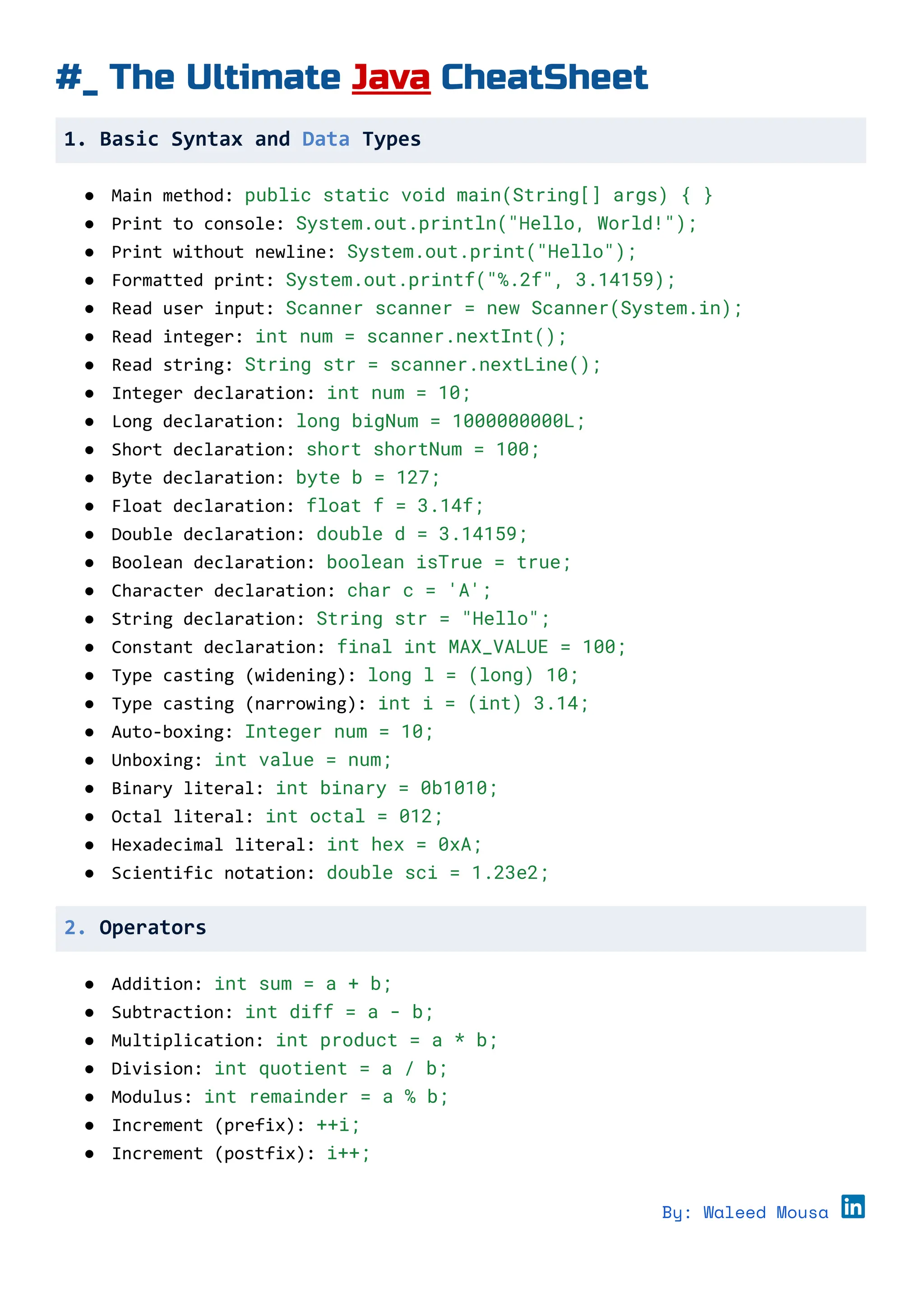 The_Ultimate_Java_CheatSheet.pdfjkrwogjw | PDF