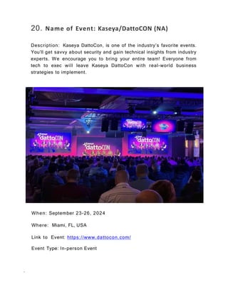 The Ultimate List of 2024’s Top 23 MSP and MSSP Events.pptx | Business Expos & Conferences | Events